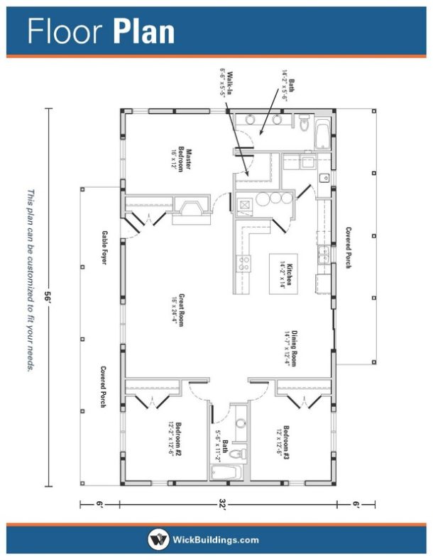 Wick Buildings Barndominium Floor Plans: The Juneau | BuildMyBarndo.com